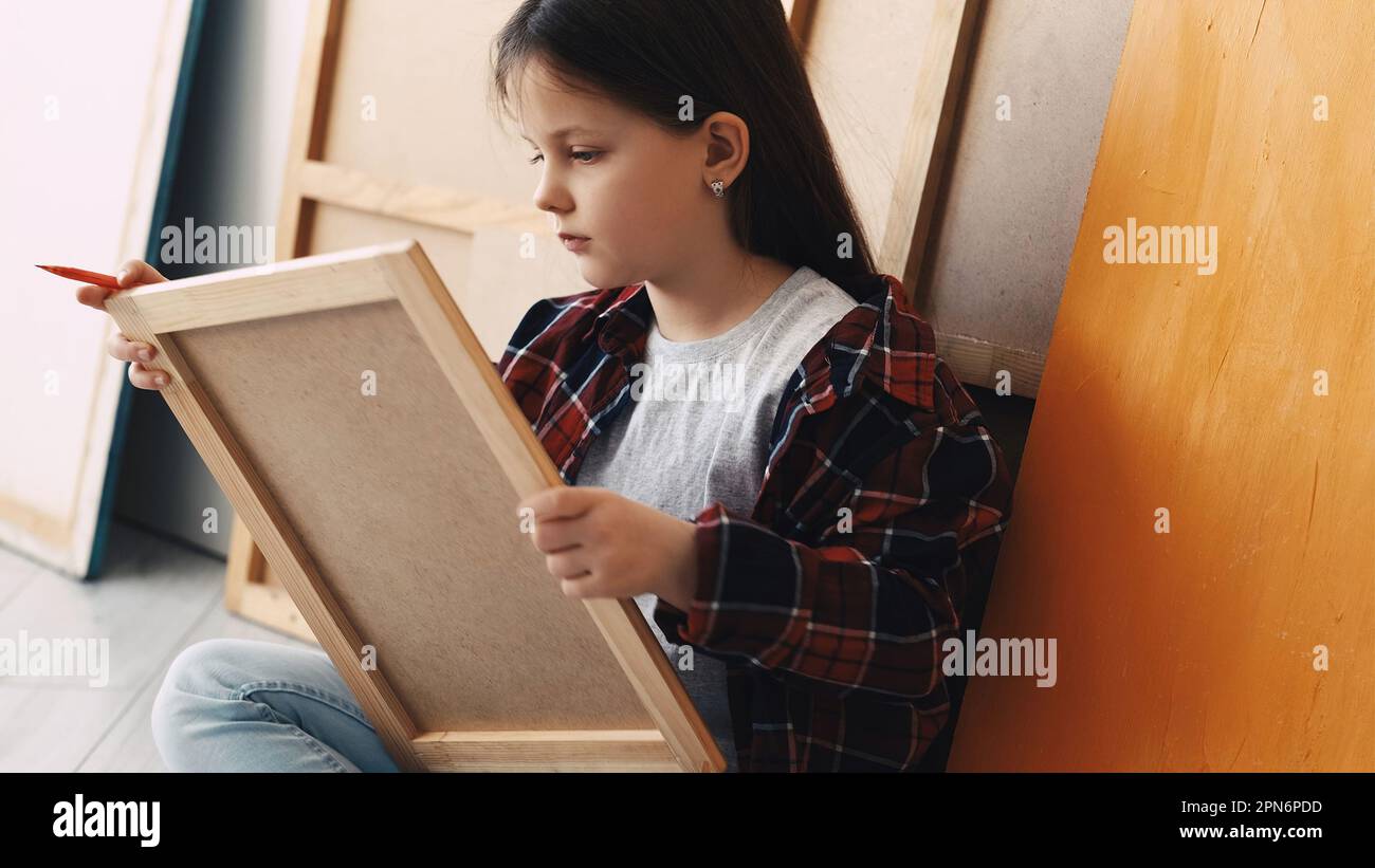 Drawing girl art process inspiration muse creating Stock Photo - Alamy