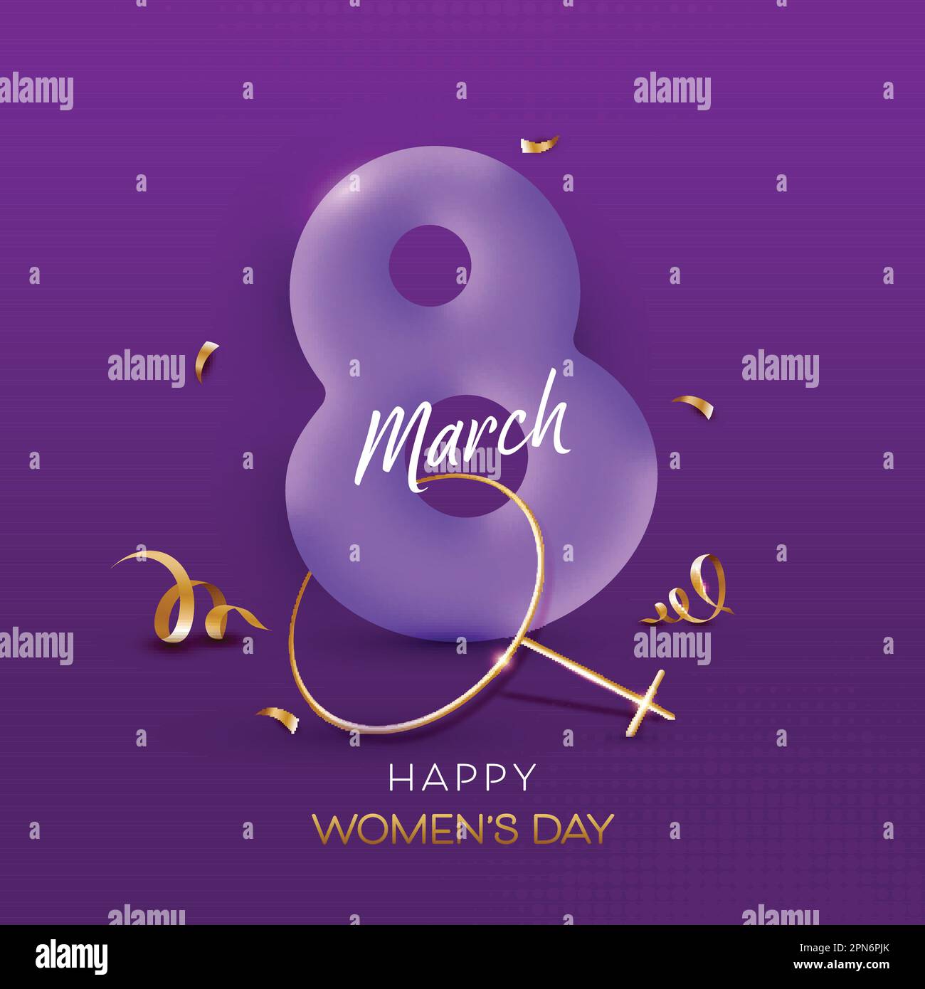 8 March Text With Golden Venus Symbol, Confetti Ribbons Decorated ...