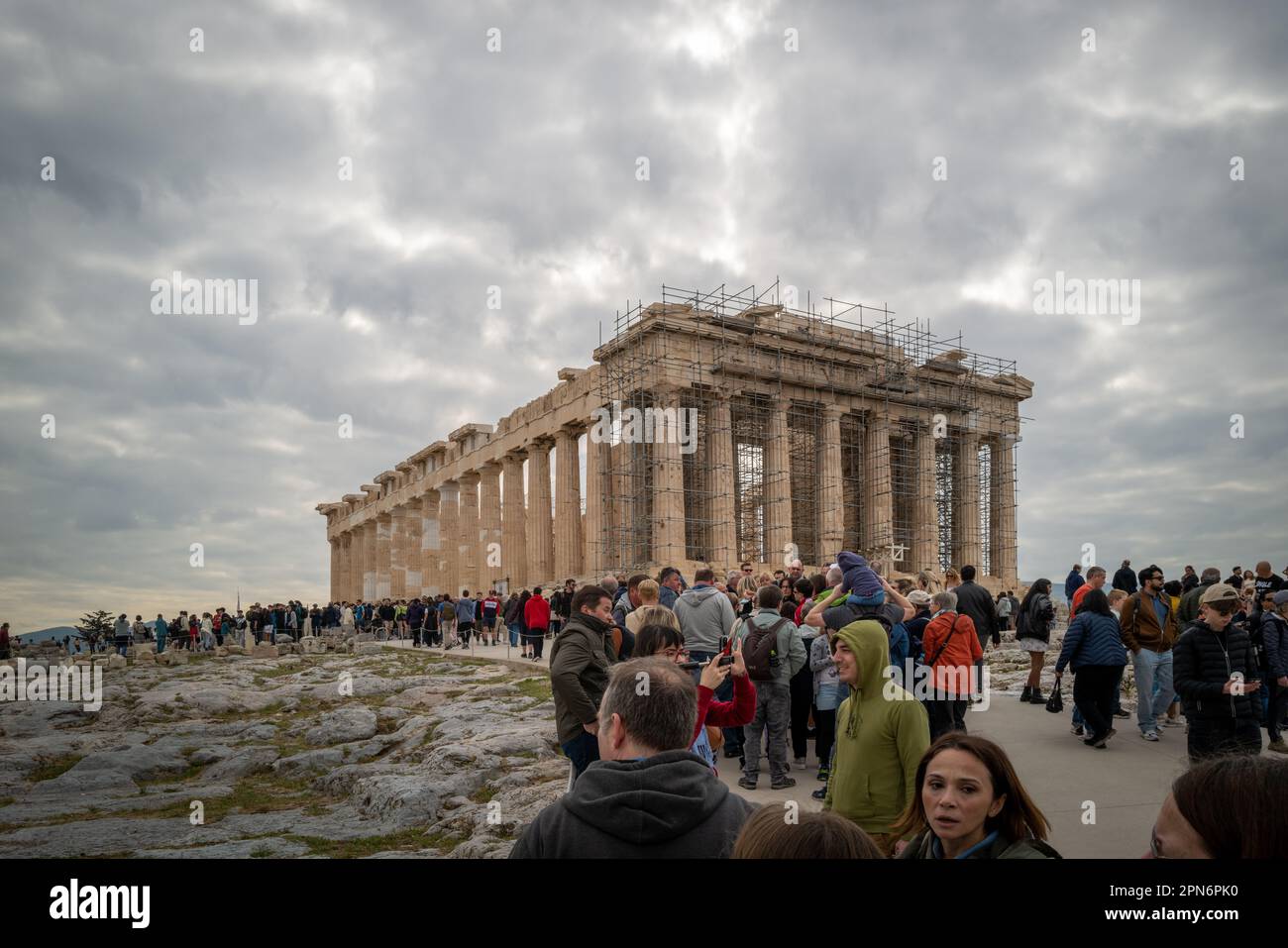 Many tourists visit the Acropolis in Athens Stock Photo - Alamy