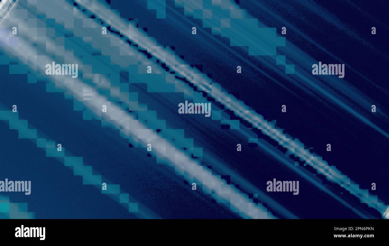 Digital glitch pixel texture blue grain lines dark Stock Photo - Alamy