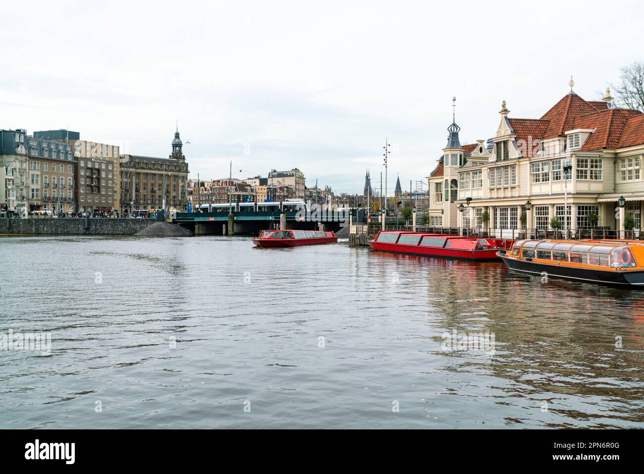Open havenfront by central station in Amsterdam, The Netherlands Stock ...