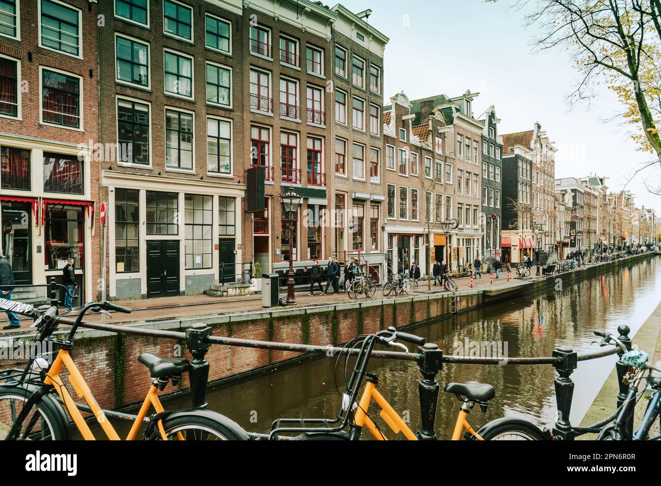 Canal by the red light district, Amsterdam, The Netherlands Stock Photo ...