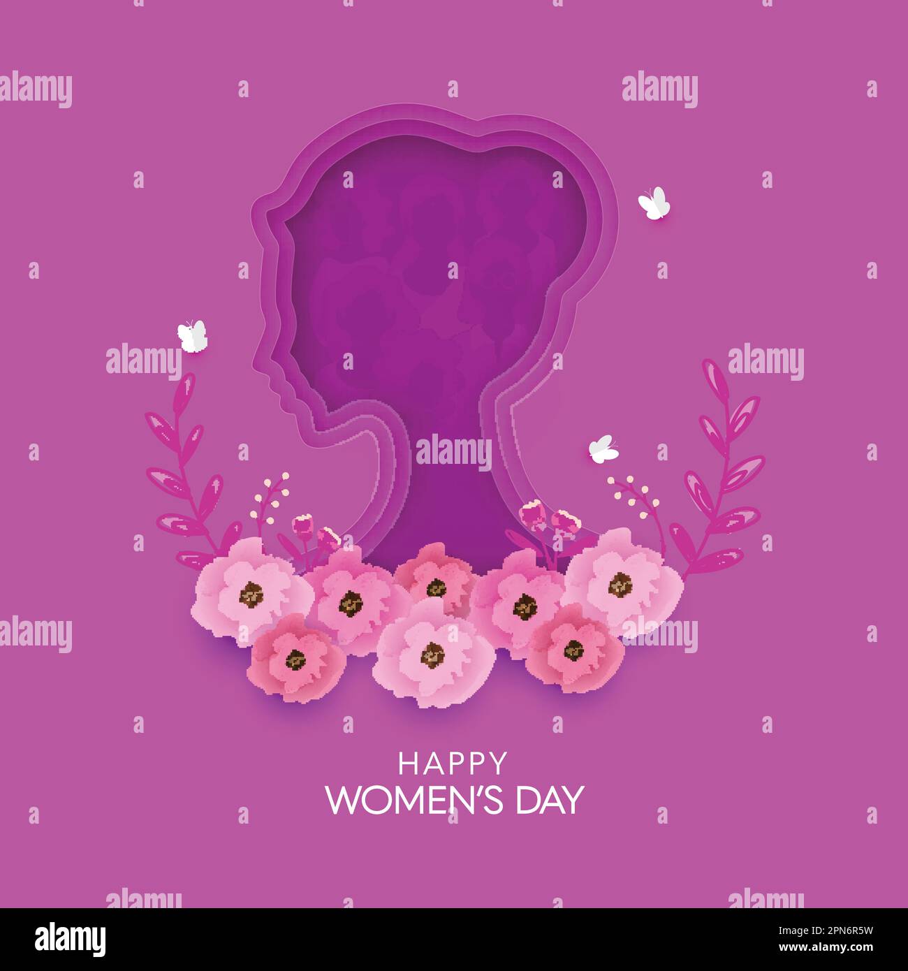 Happy Women's Day Concept With Layered Paper Female Face Decorated ...