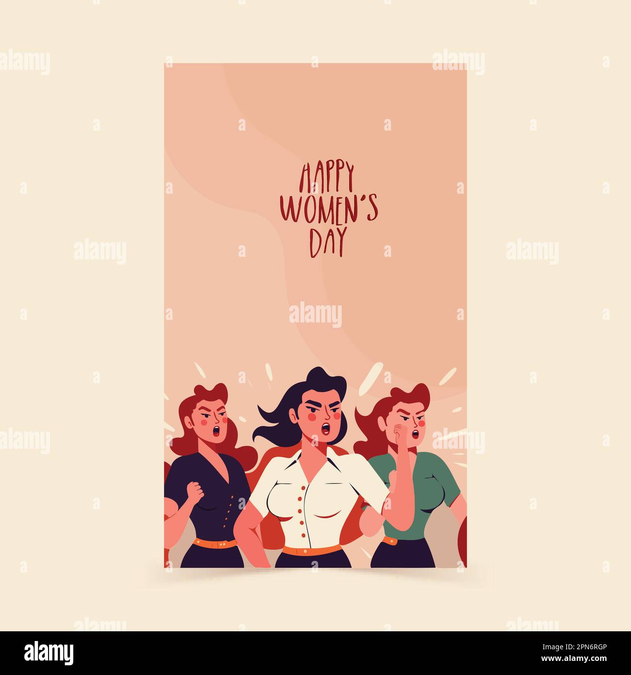 Happy Women's Day Vertical Banner Design With Fashionable Young Women ...