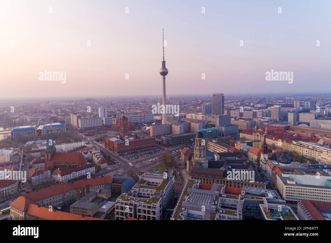 Aerial view of fernsehturm berlin and alexanderplatz hi-res stock ...