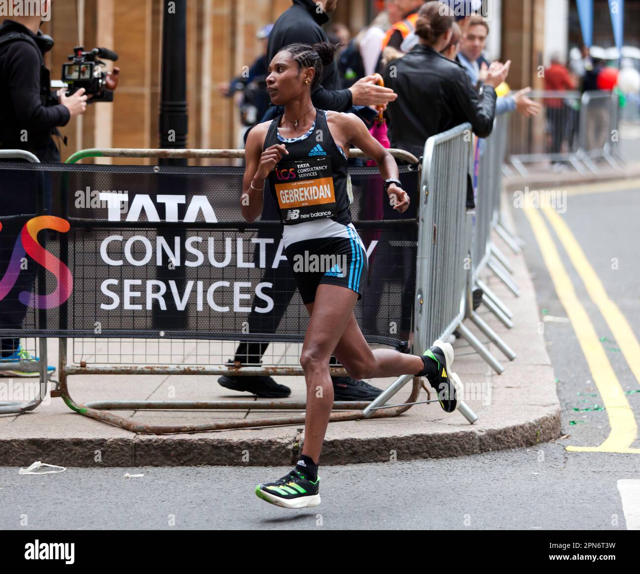 Hiwot Gebrekidan, from Ethiopia, passing through Cabot Square, during ...