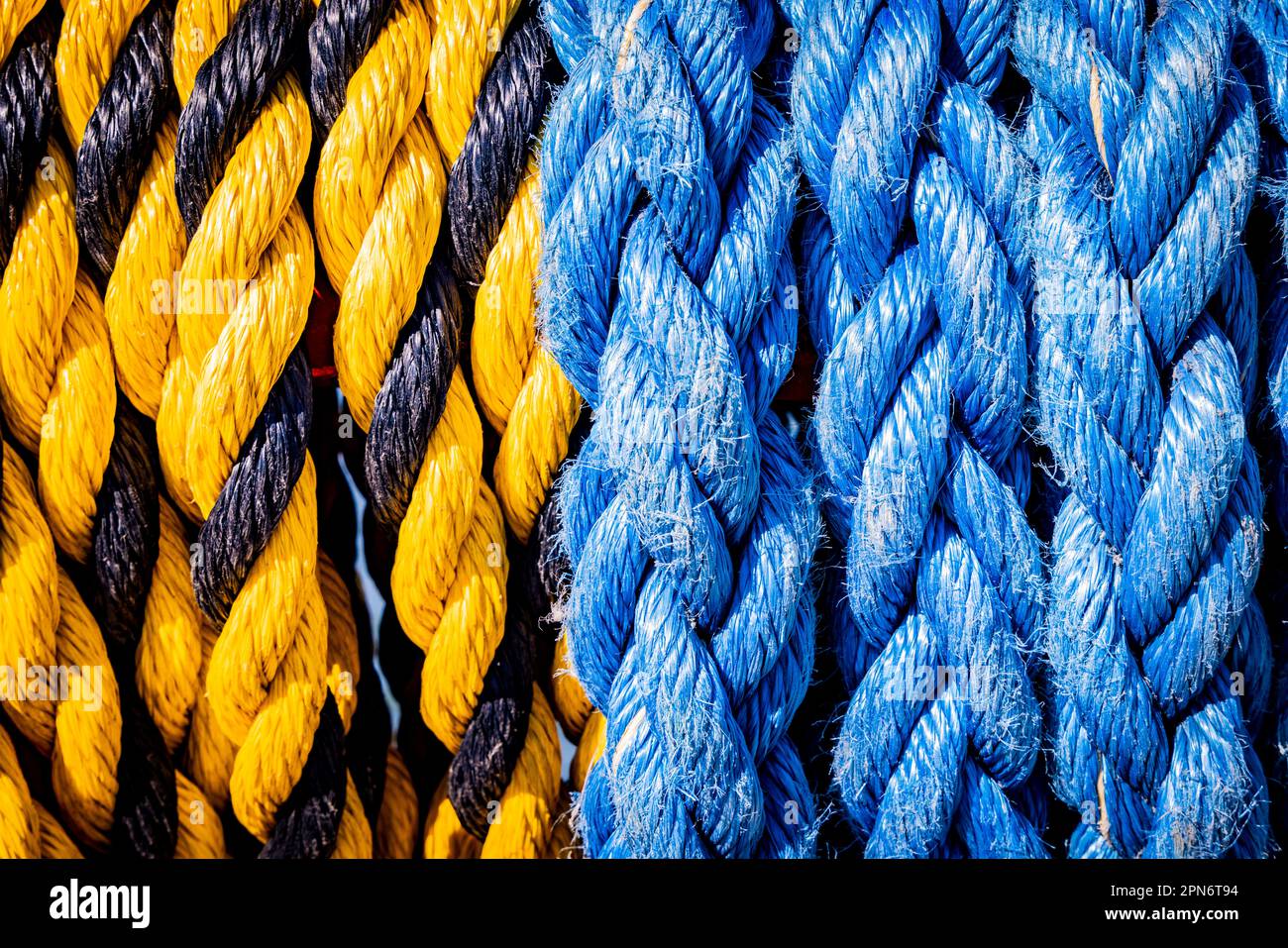 Ropes onboard oil field supply ship Stock Photo - Alamy