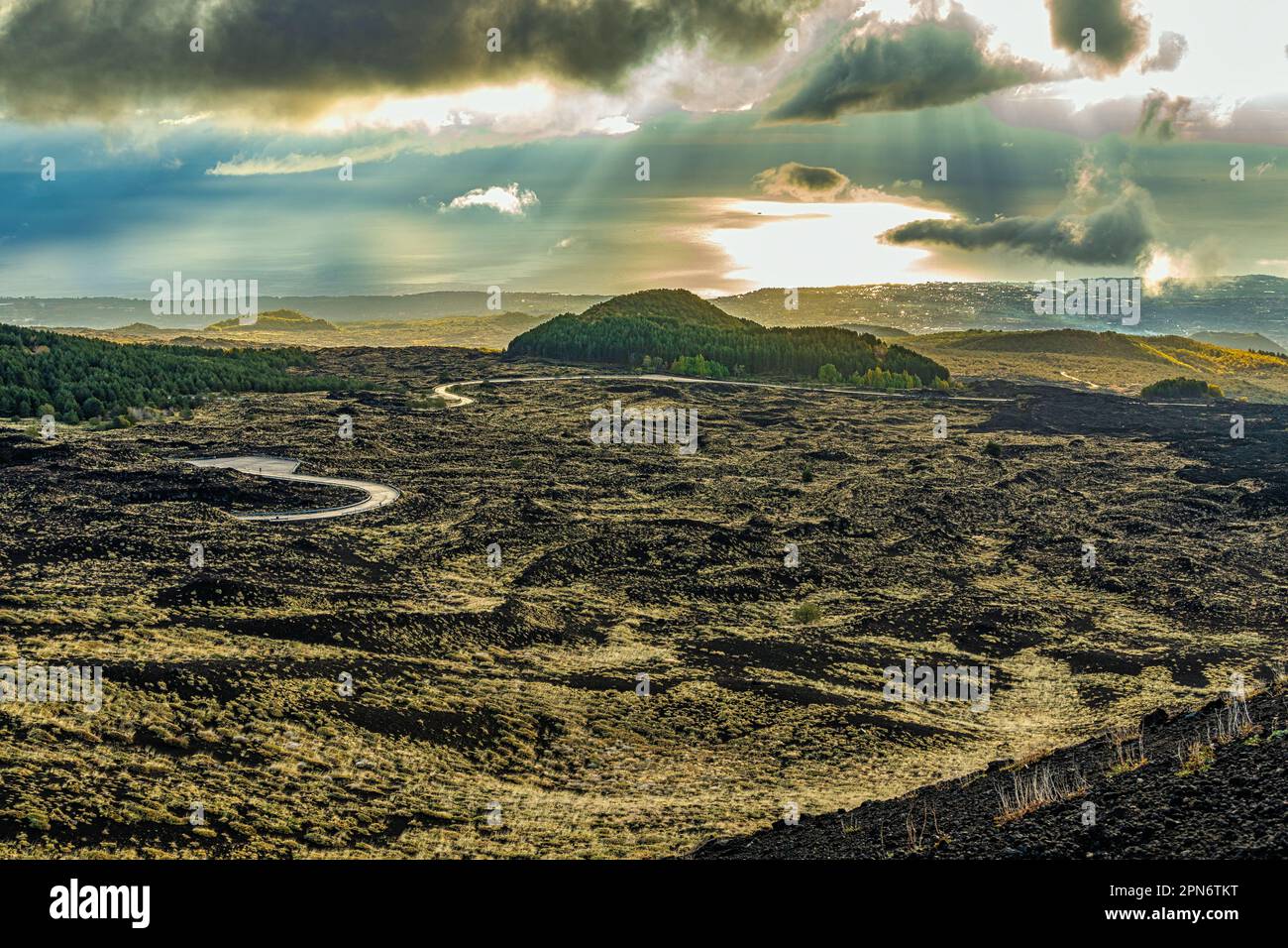 Aerial view road on slopes hi-res stock photography and images - Alamy