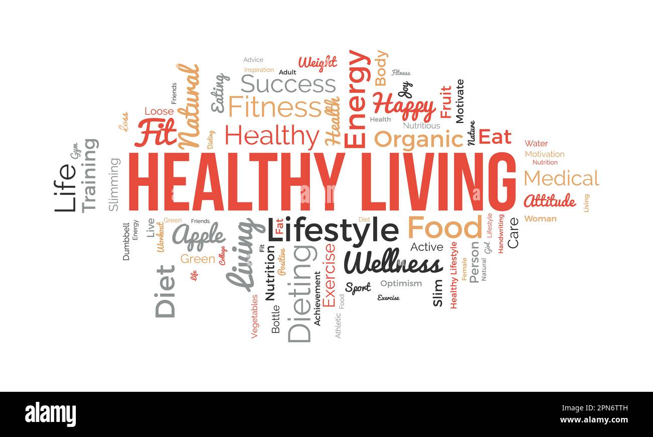 Word cloud background concept for Healthy living. diet exercise, fit ...