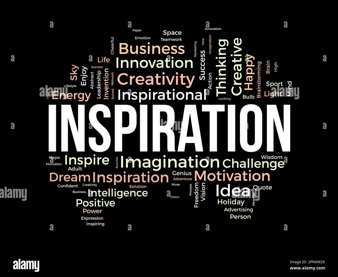 Word cloud background concept for Inspiration. Creative innovation ...