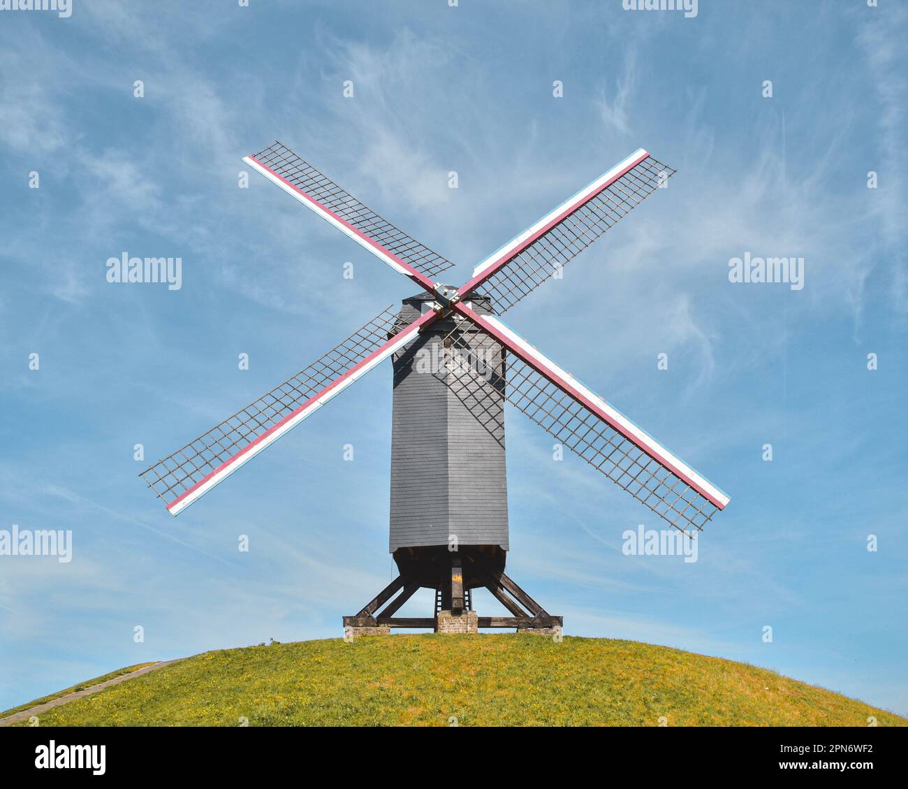 windmill on top of a hill in the fields of Bruges Stock Photo - Alamy