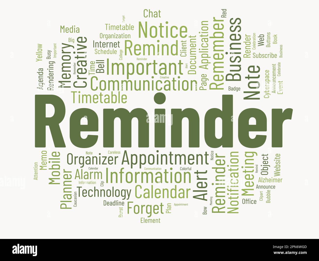 Word cloud background concept for Reminder. Important notice, business ...
