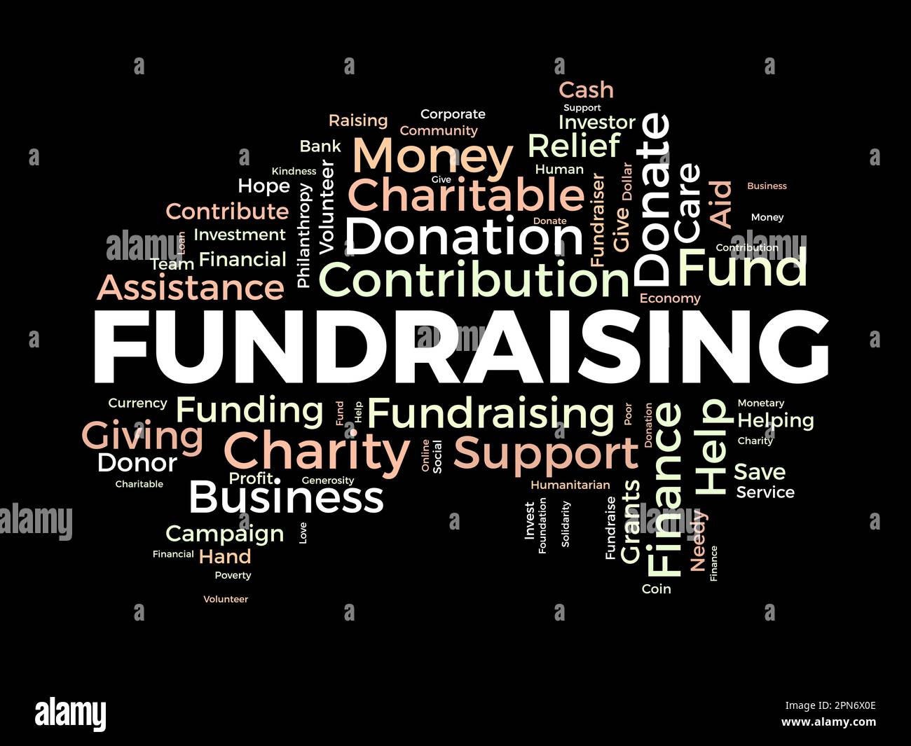 Word cloud background concept for Fundraising. Charity funding ...