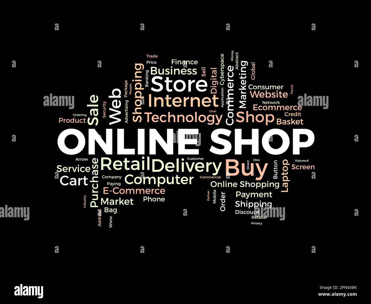 Word cloud background concept for Online shop. Growth your retail or e ...