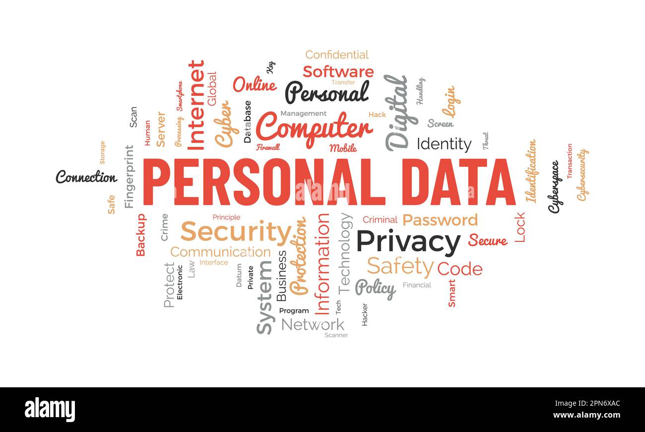 Word cloud background concept for Personal data. Digital safety ...