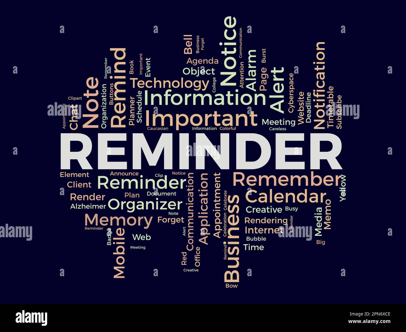 Word cloud background concept for Reminder. Important notice, business ...
