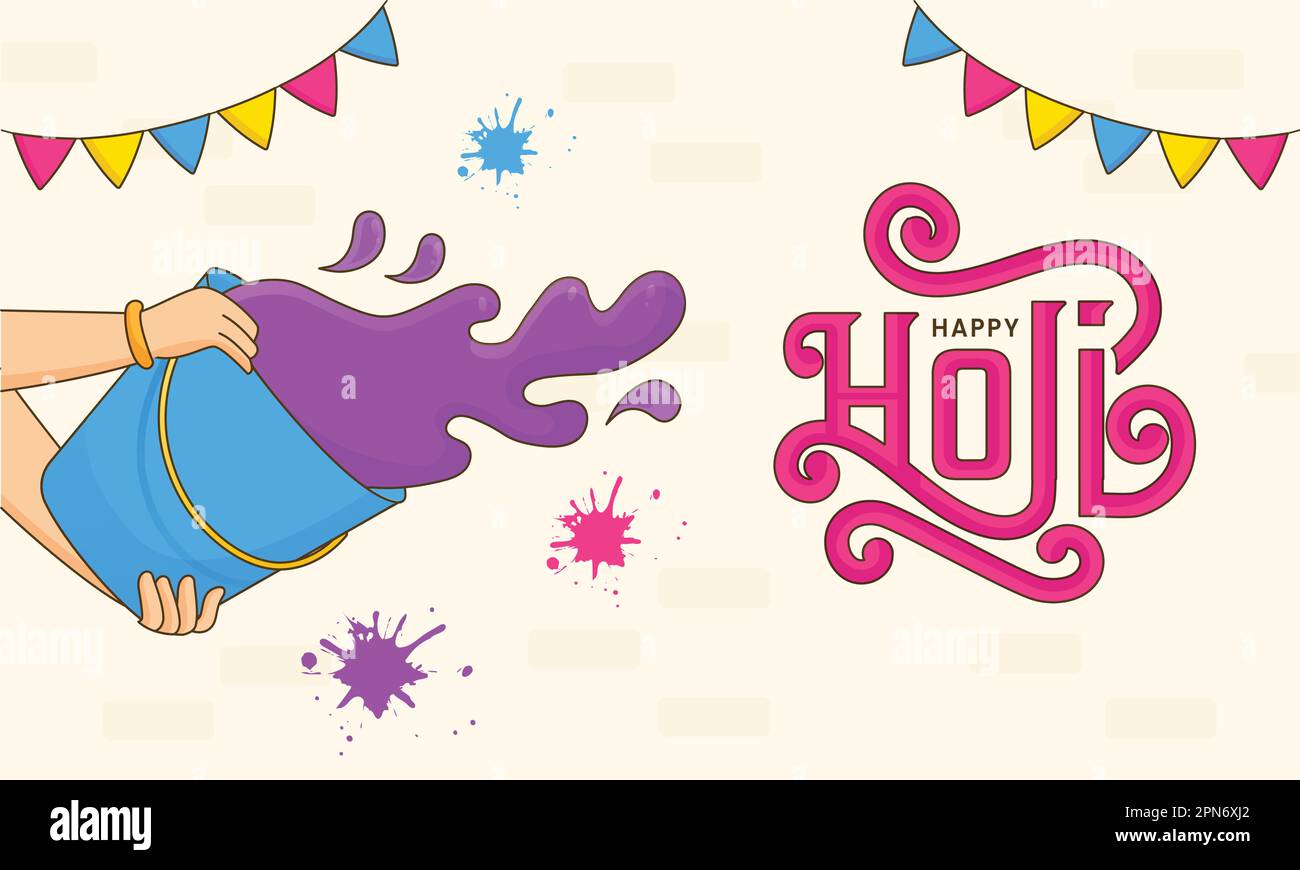 Happy Holi Celebration Banner Design With Closeup of Female Hands ...
