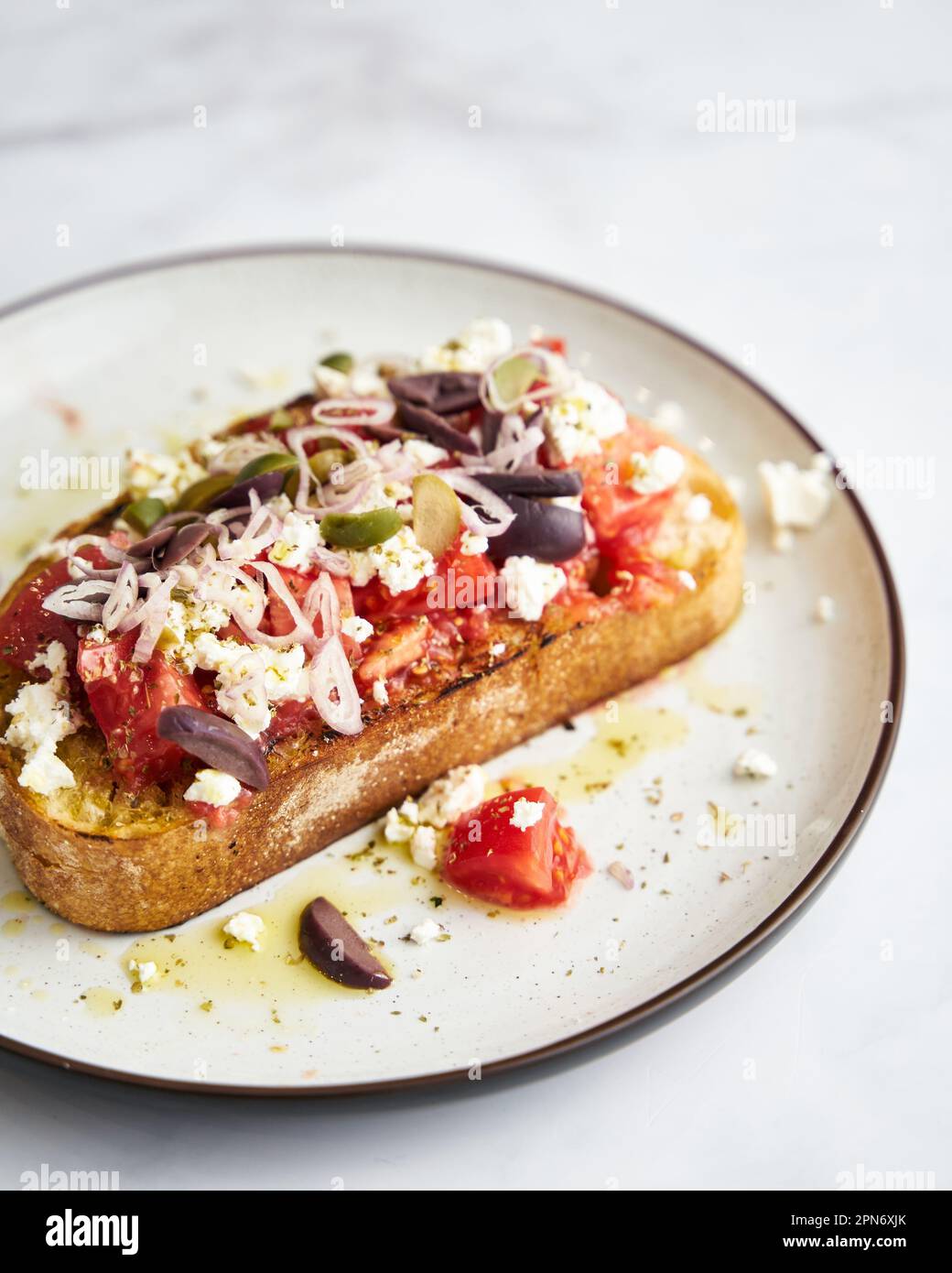Dakos salad traditional Greek salad with soaked and crunchy barley ...