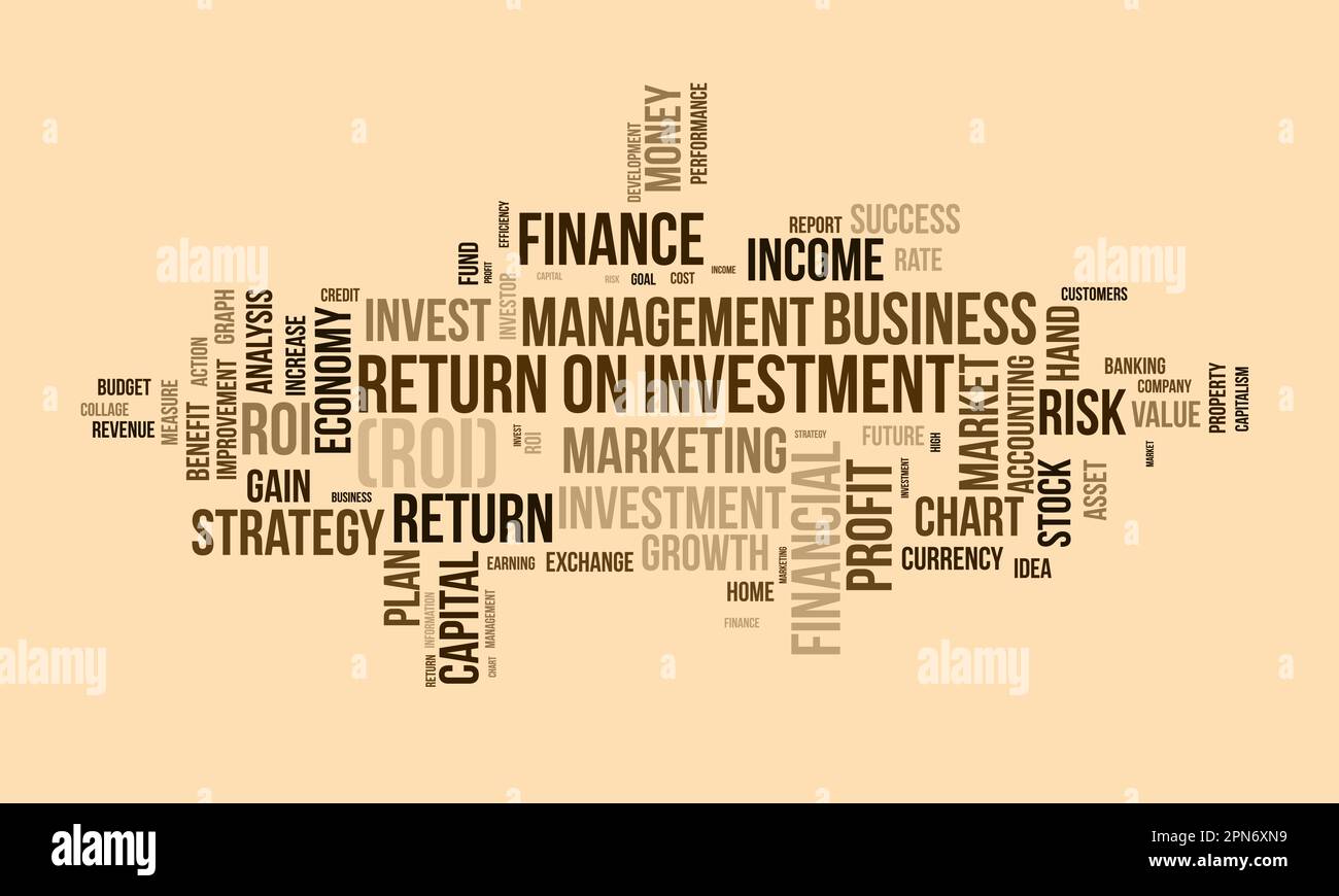 Word cloud background concept for Return on investment (ROI). Business ...