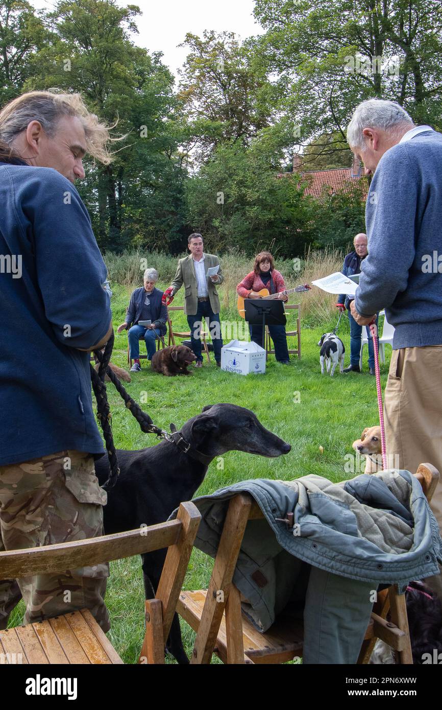 People with their animals gathered in the churchyard of St Lawrence's ...