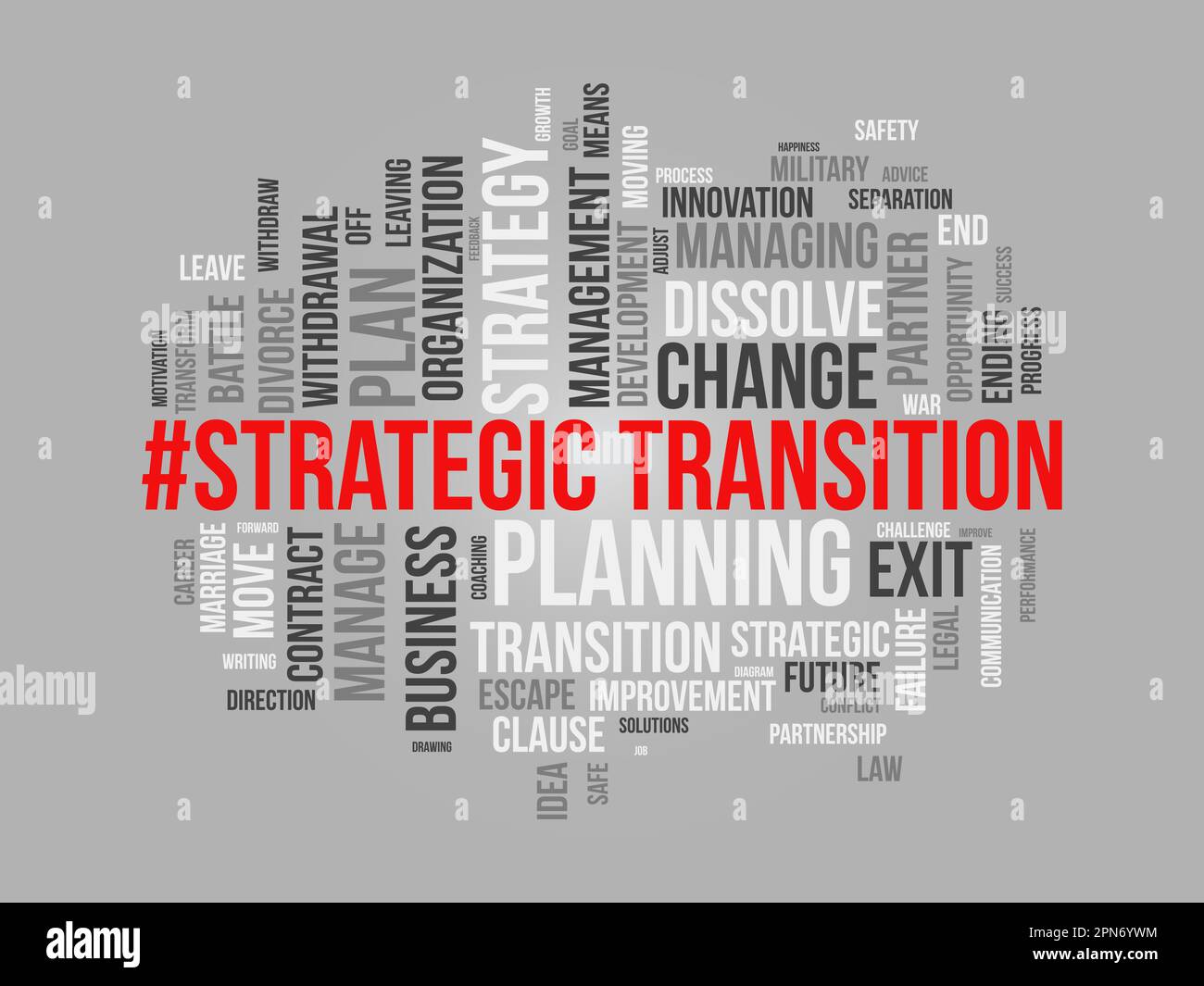 Word cloud background concept for Strategic transition. Business ...