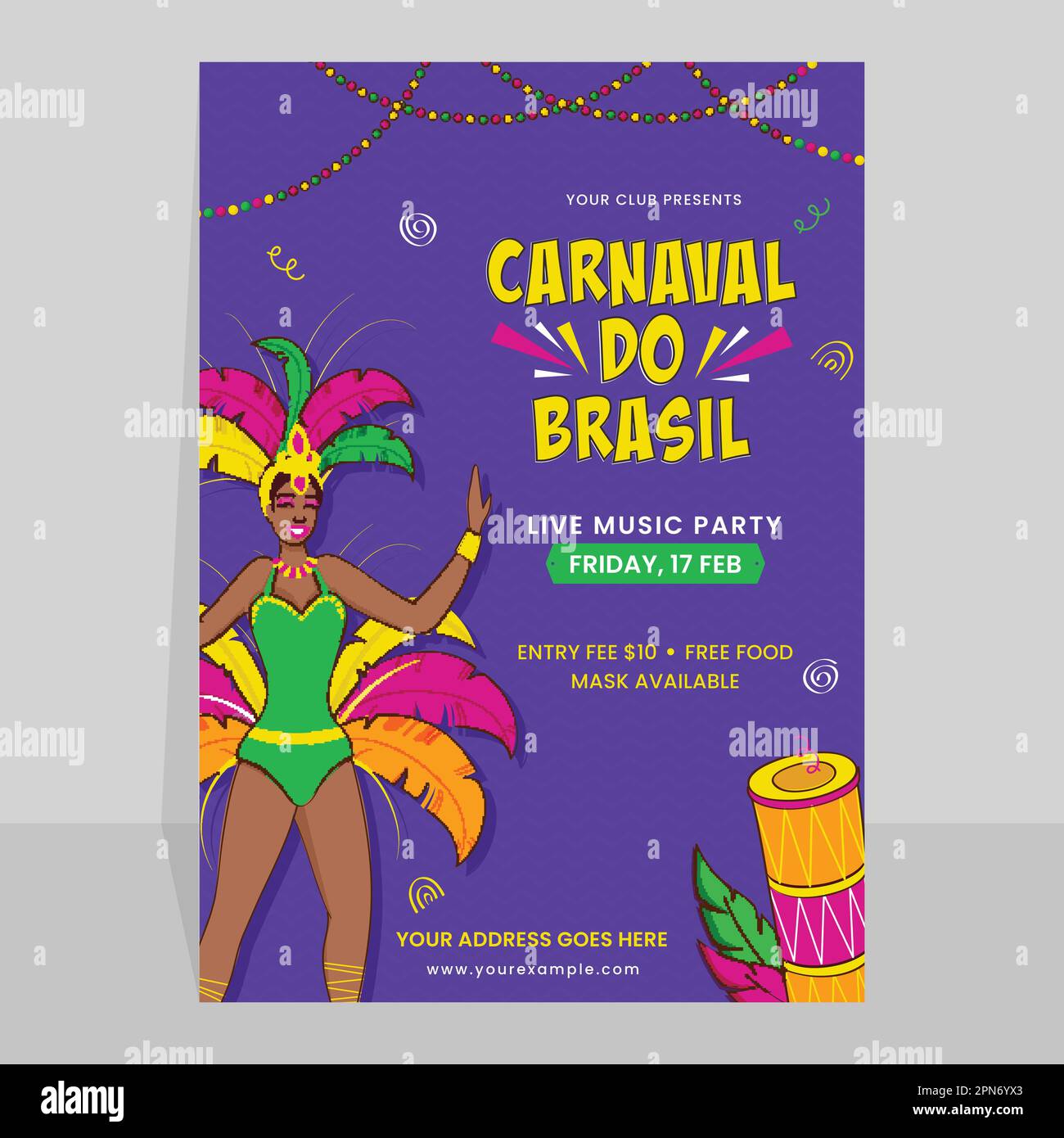 Carnival of Brazil (Carnaval Do Brasil) Invitation Card With Female ...
