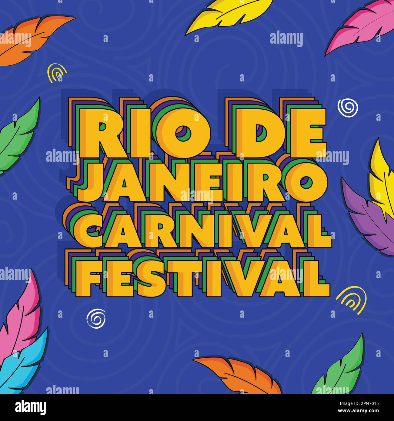 3D Layered Rio De Janeiro Carnival Festival Font On Colorful Feathers ...