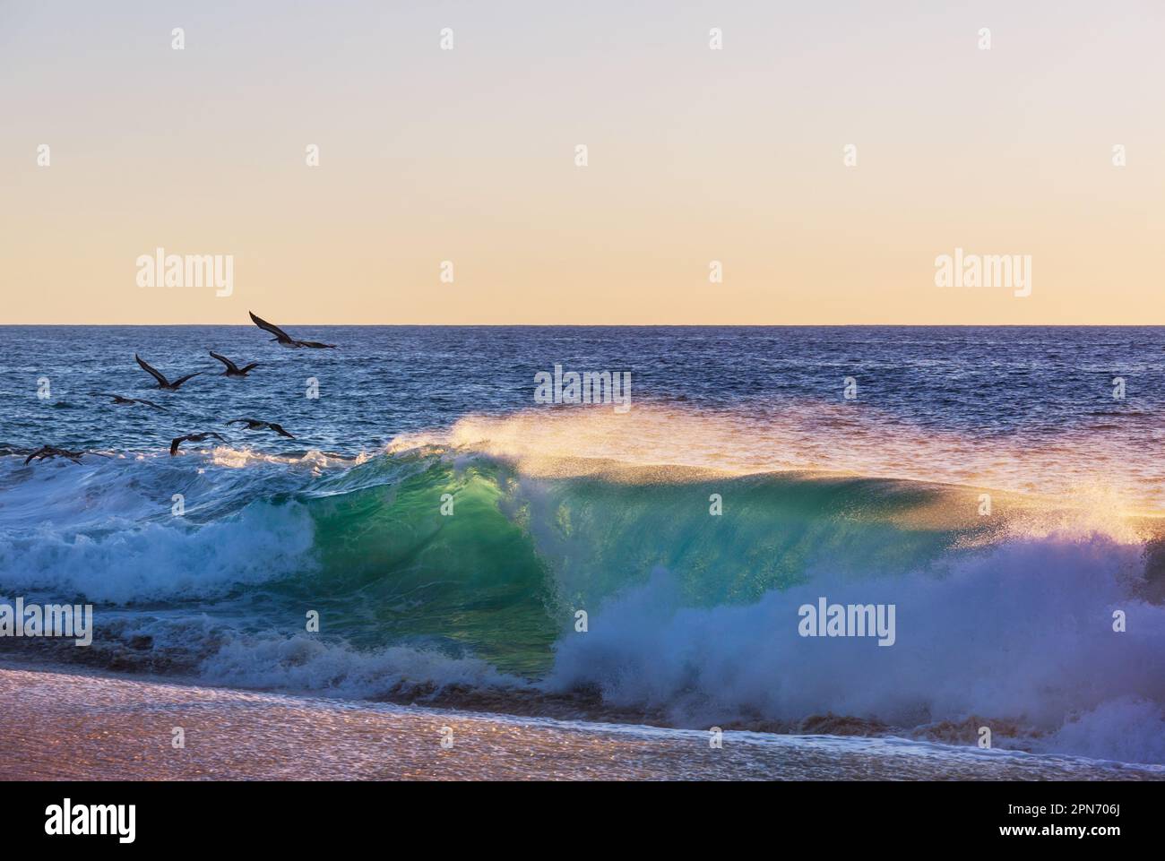 Blue wave on the beach. Dramatic natural background Stock Photo - Alamy