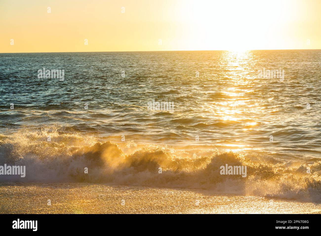 Blue wave on the beach. Dramatic natural background Stock Photo - Alamy