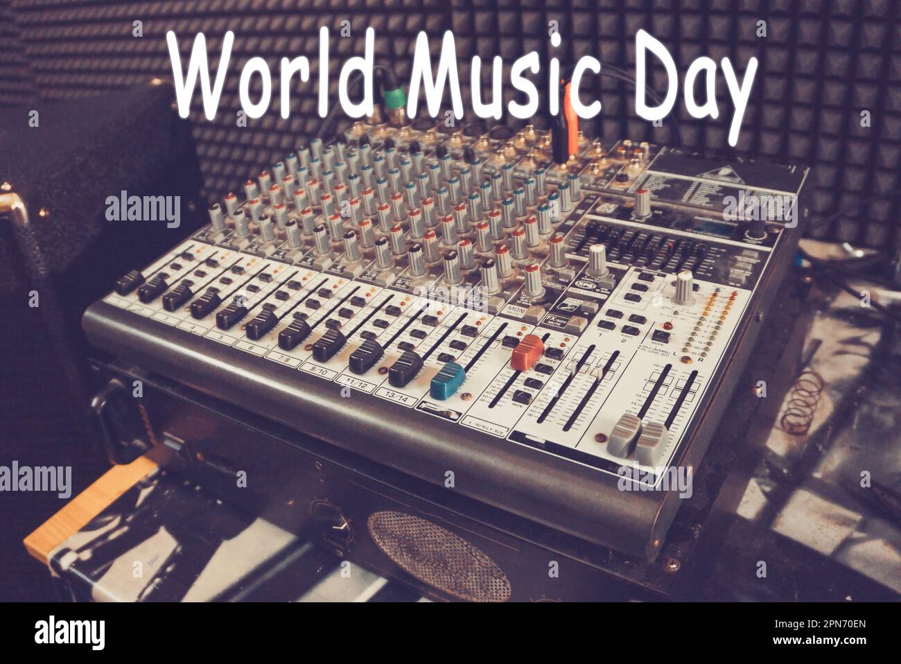 World Music Day. Mixing console for music for DJ electronic music in ...