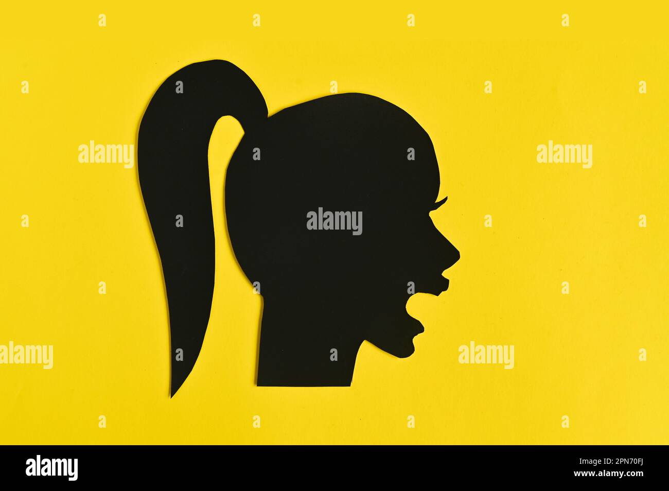 Female hysteria. A young woman screams. The concept of female anger and ...