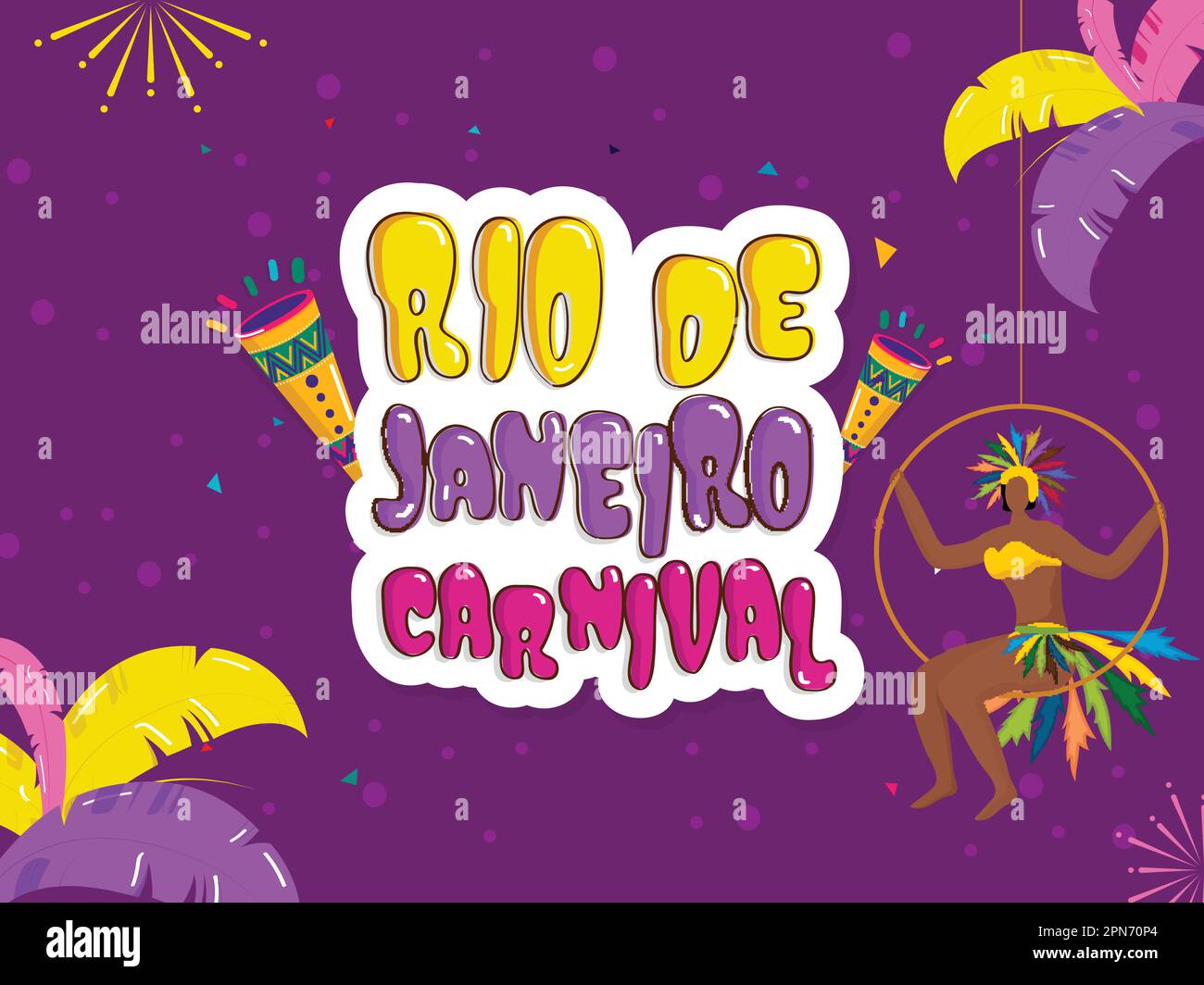 Sticker Style Rio De Janeiro Carnival Font With Faceless Female Samba ...