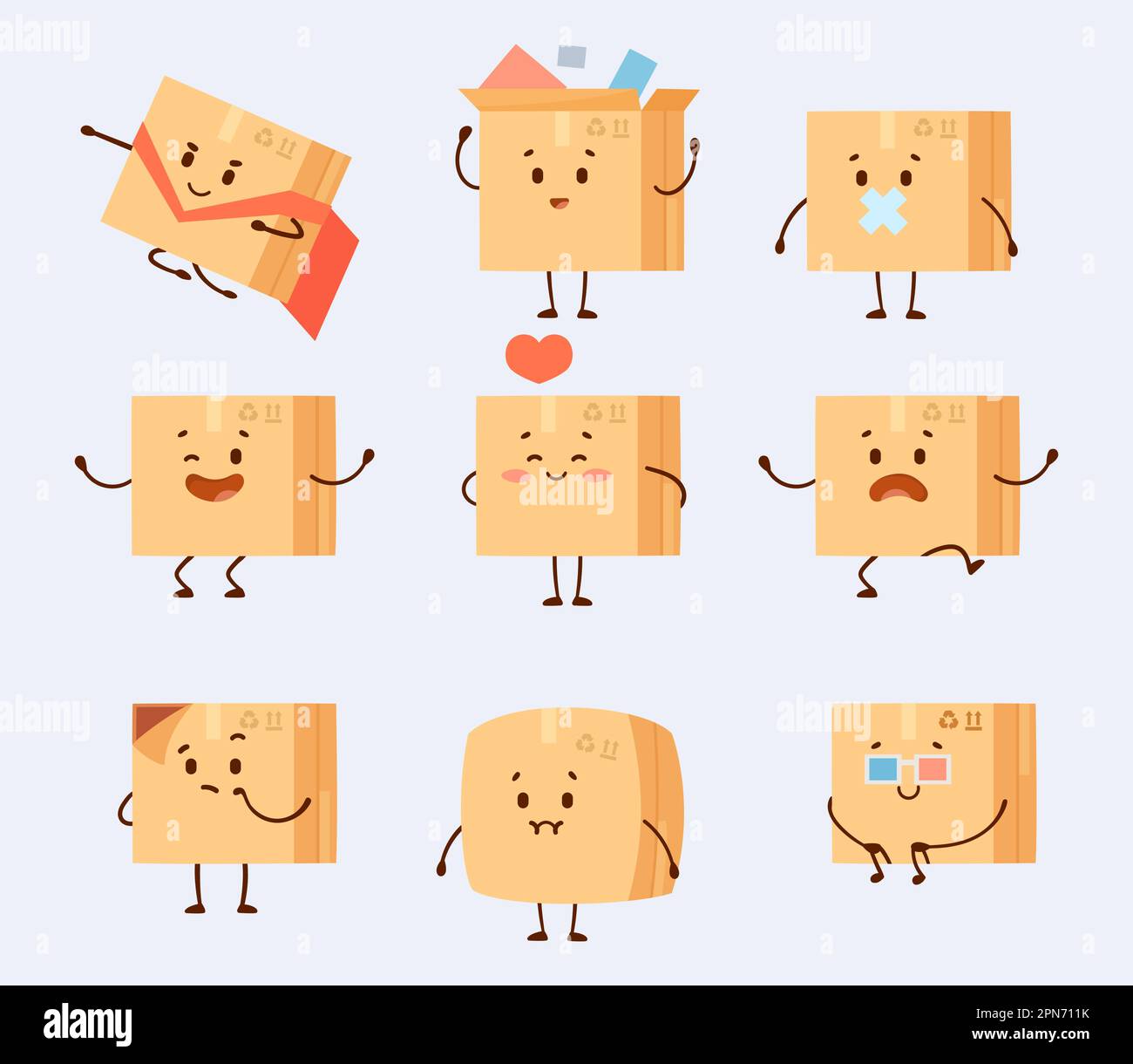 Cute delivery box characters vector Stock Vector Image & Art - Alamy