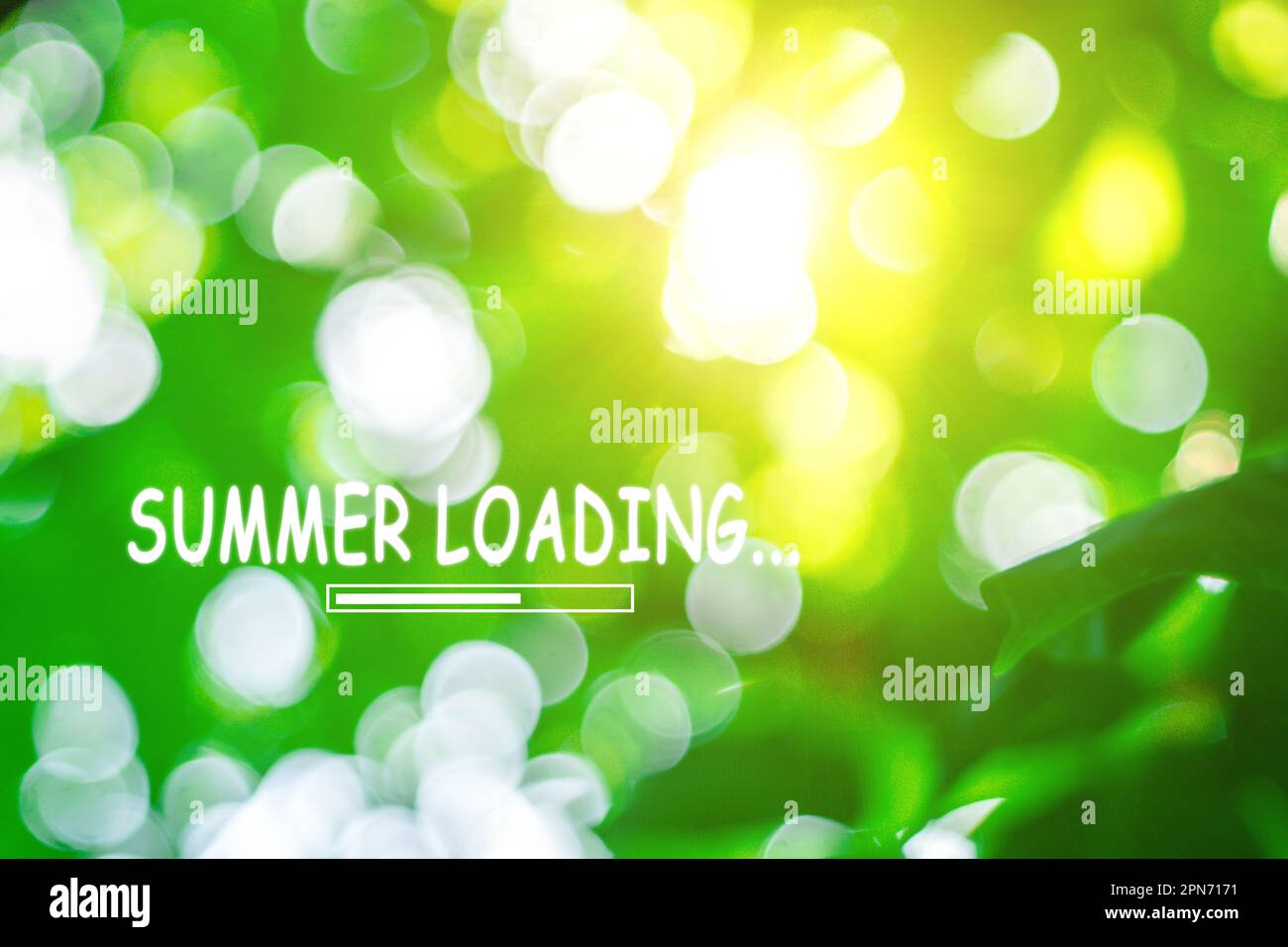 Summer loading, abstract blur green color for background, blurry and blurry effect spring ...