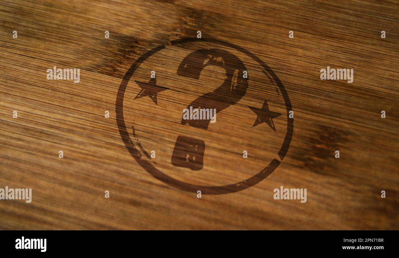 Question mark stamp printed on wooden box. Faq help query and answer ...