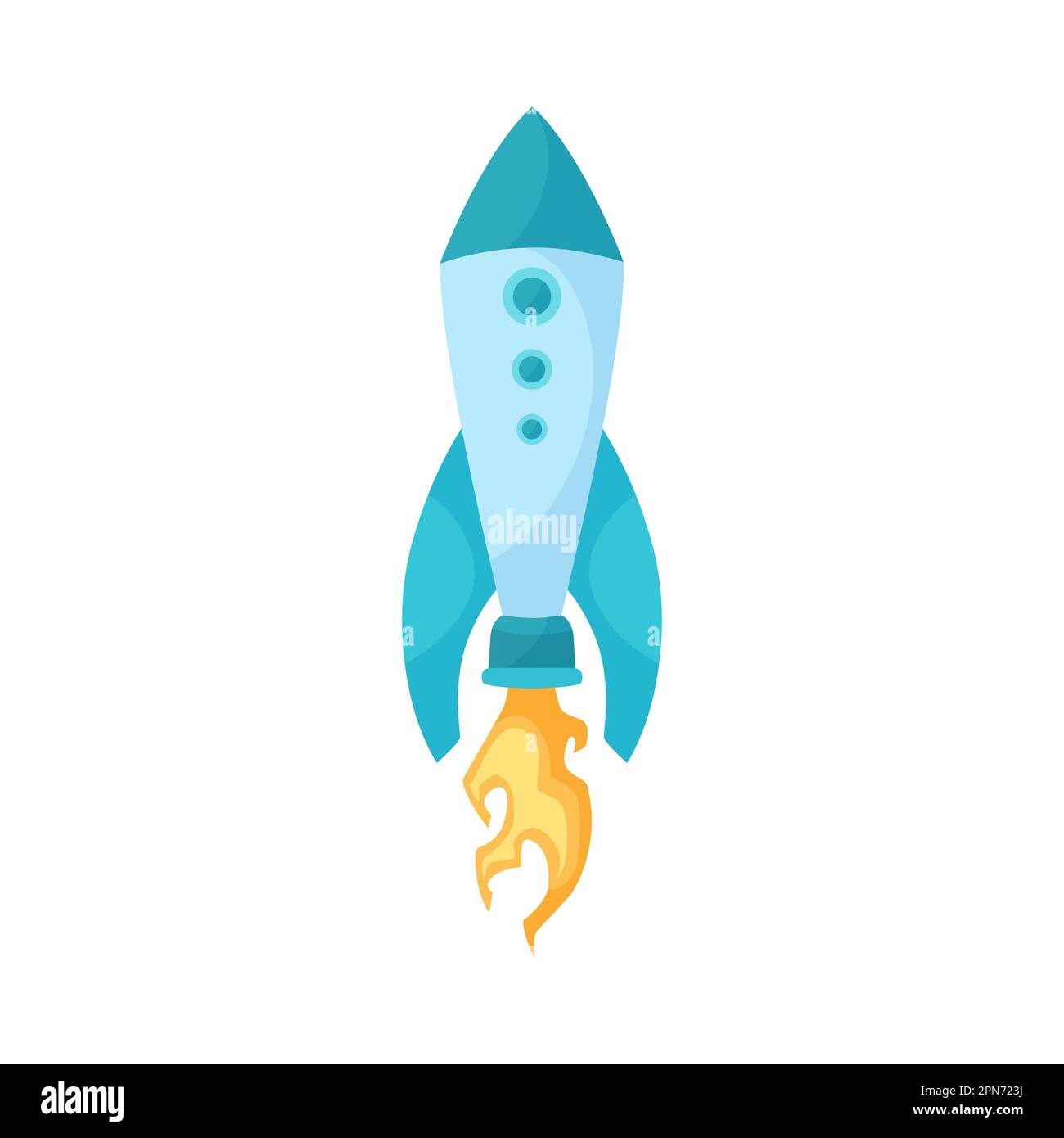 Blue space ship firing flame cartoon illustration Stock Vector Image ...