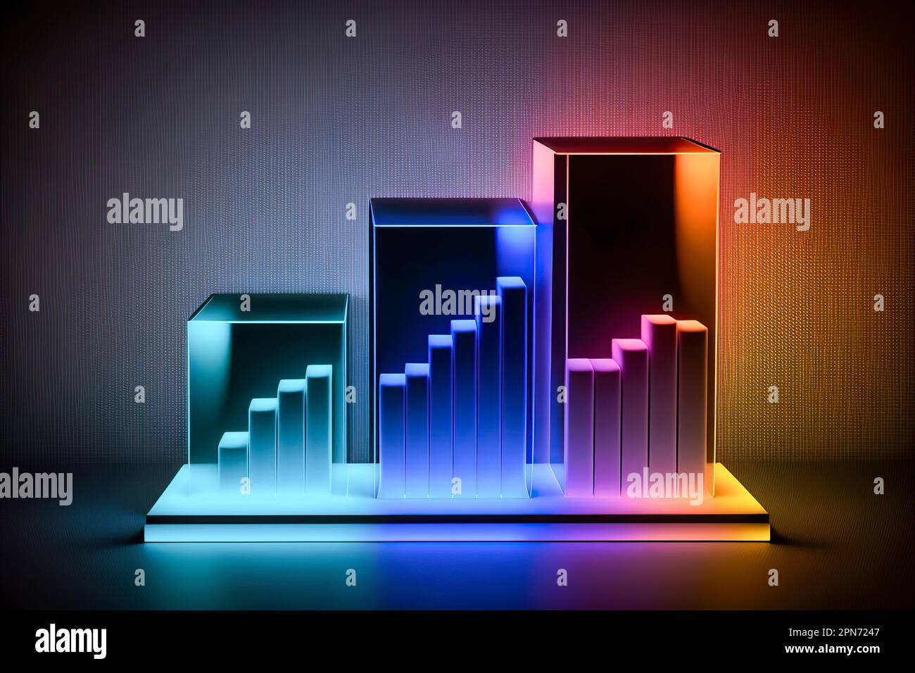 Glowing Insights: A Neon Bar Graph for Modern Data Visualization Stock Photo - Alamy
