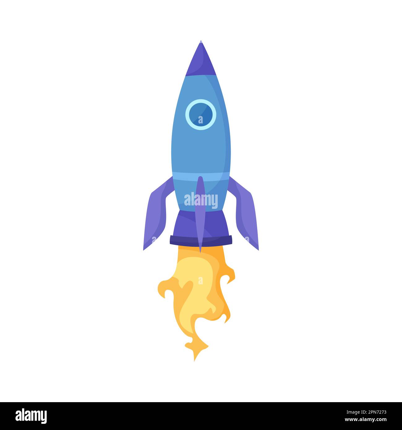 Purple reactive rocket firing flame cartoon illustration Stock Vector ...