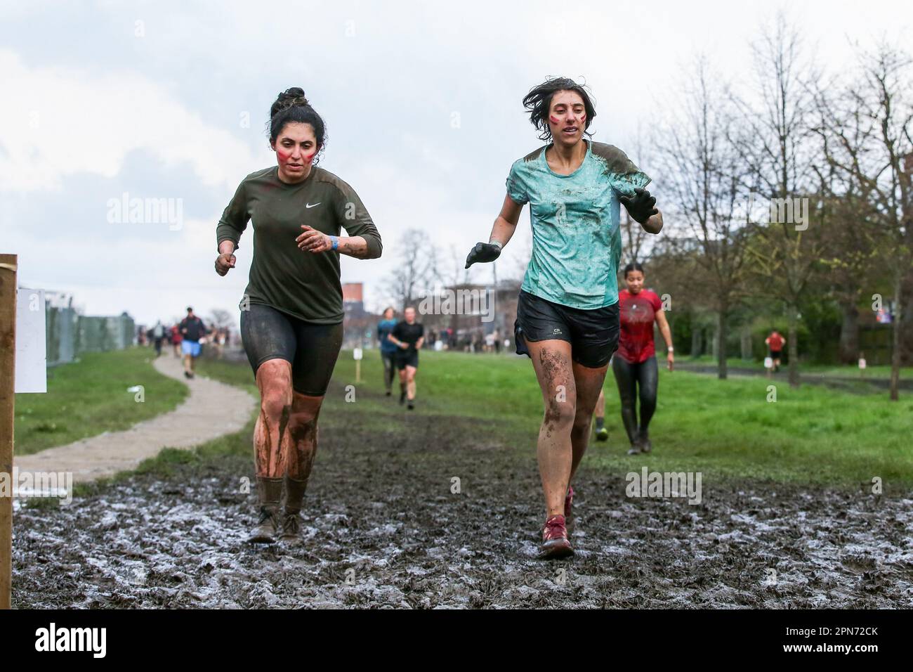 London, UK. 15th Apr, 2023. Participants take part in Tough Mudder race ...