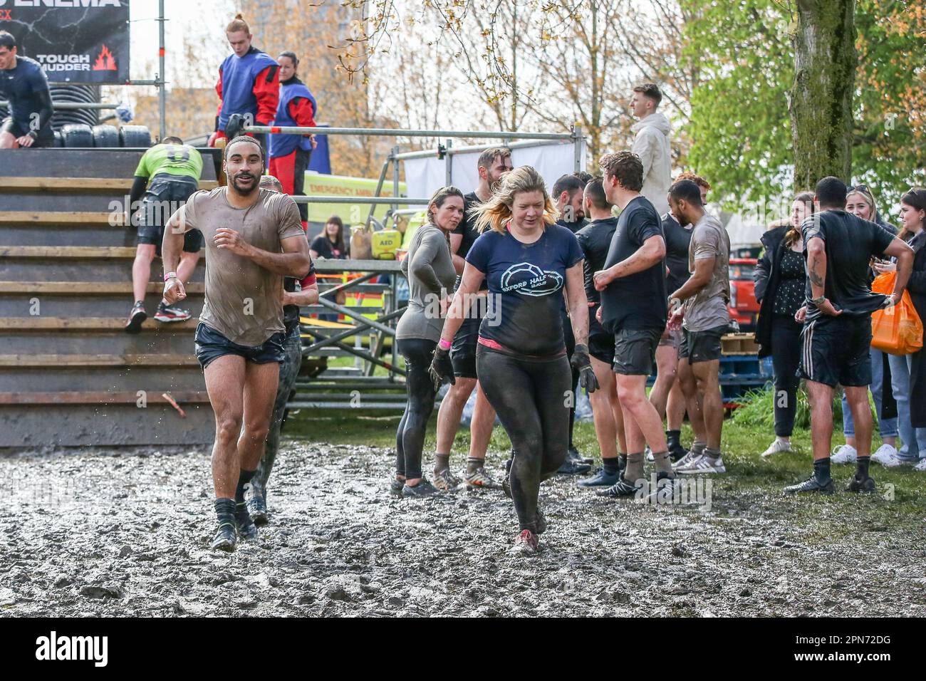 London, UK. 15th Apr, 2023. Participants take part in Tough Mudder race ...