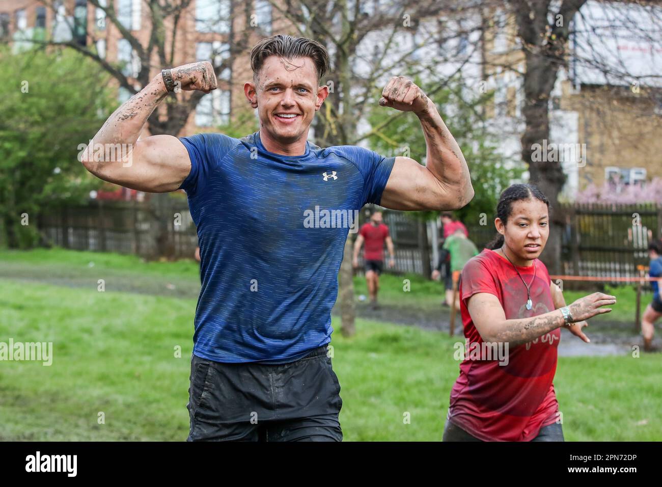 London, UK. 15th Apr, 2023. Participants take part in Tough Mudder race ...