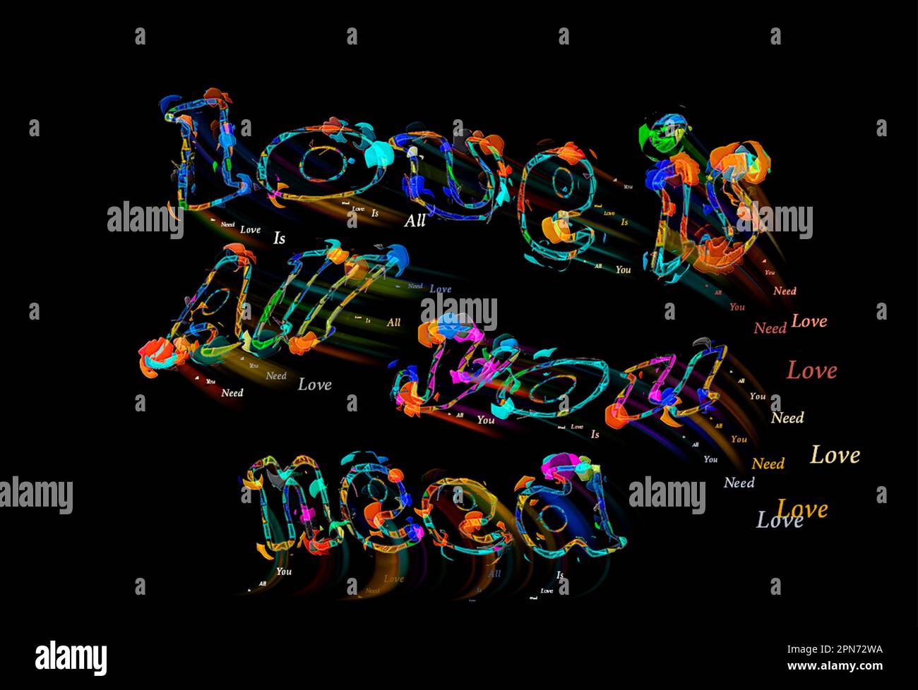 Love is all you need, multi coloured text illustration Stock Photo - Alamy