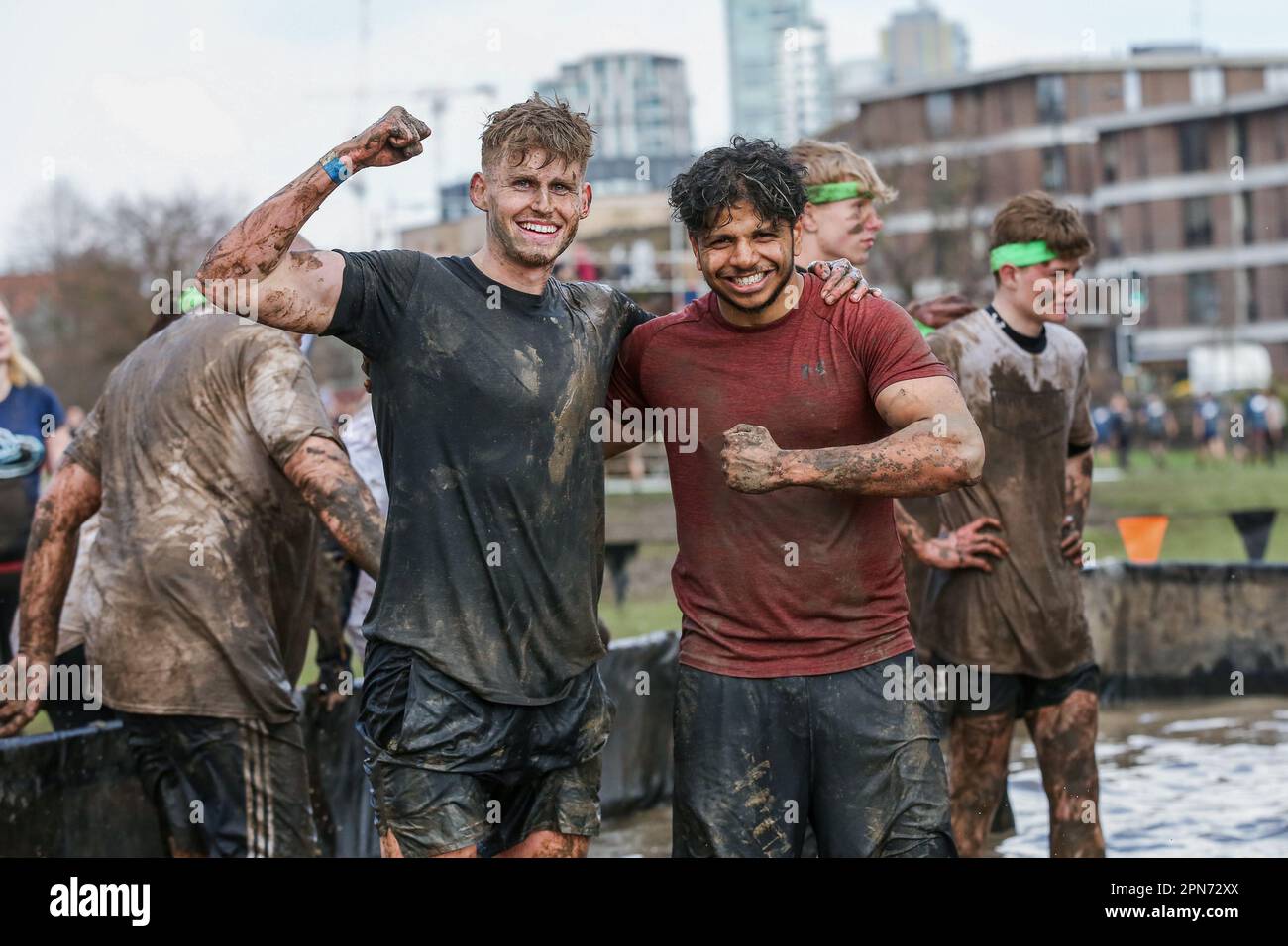 London, UK. 15th Apr, 2023. Participants take part in Tough Mudder race ...