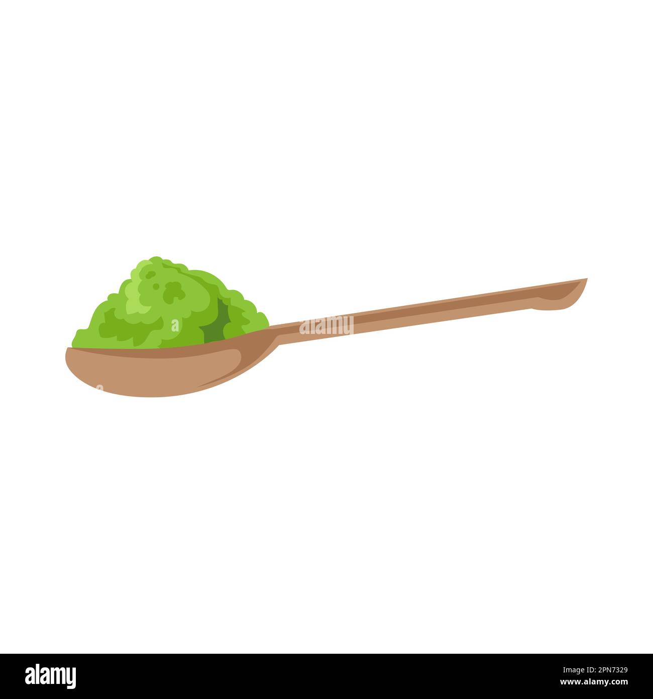 Spoonful of matcha powder. Spoon with ground powder of matcha. Vector ...