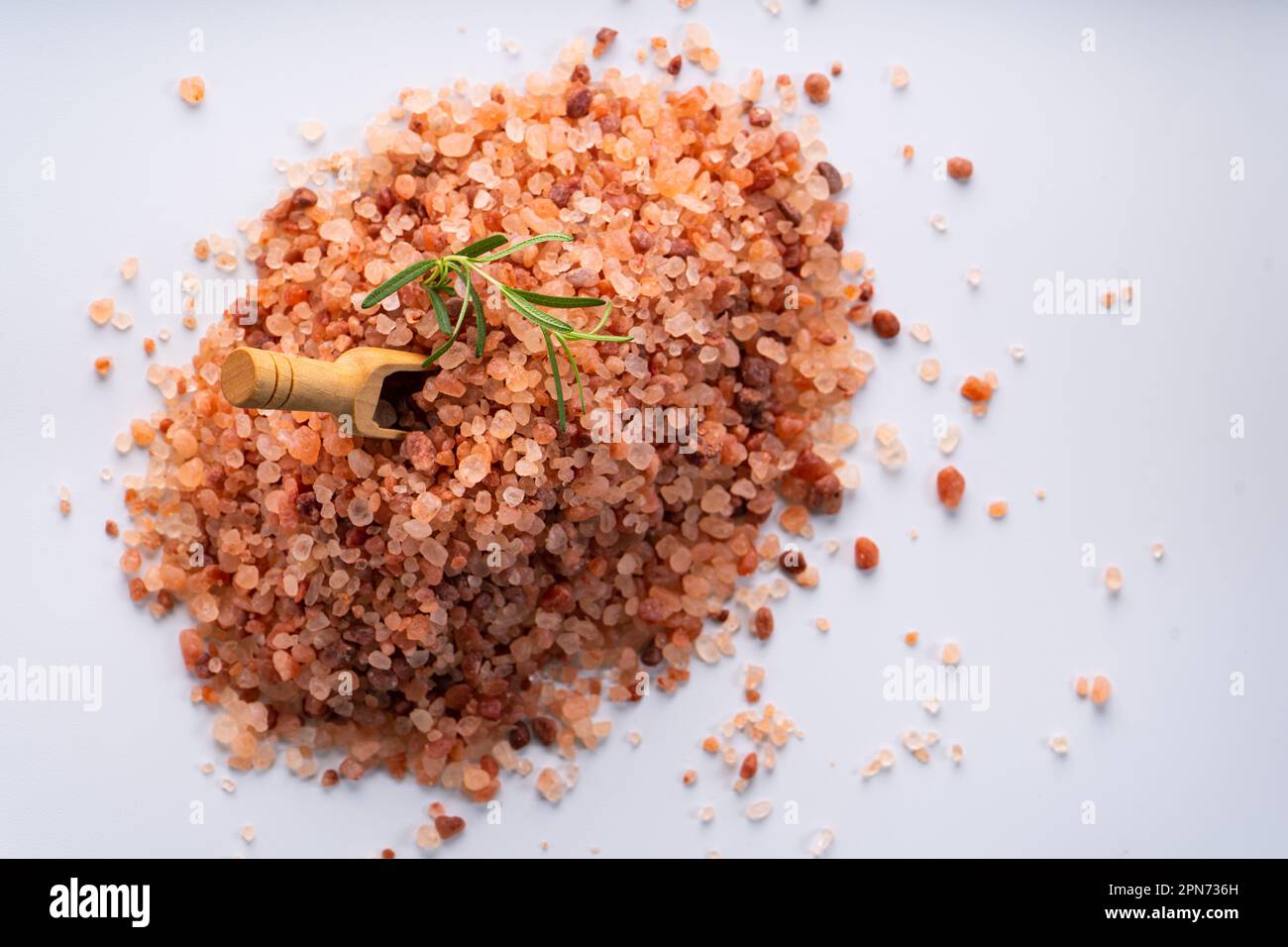 Himalayan pink salt is herb seasoning isolated on white background with ...