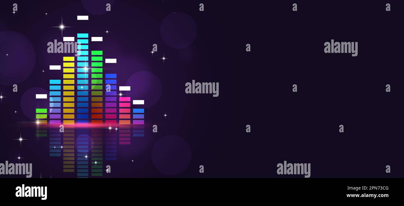neon retro disco party music equalizer banner for flyers and night club ...