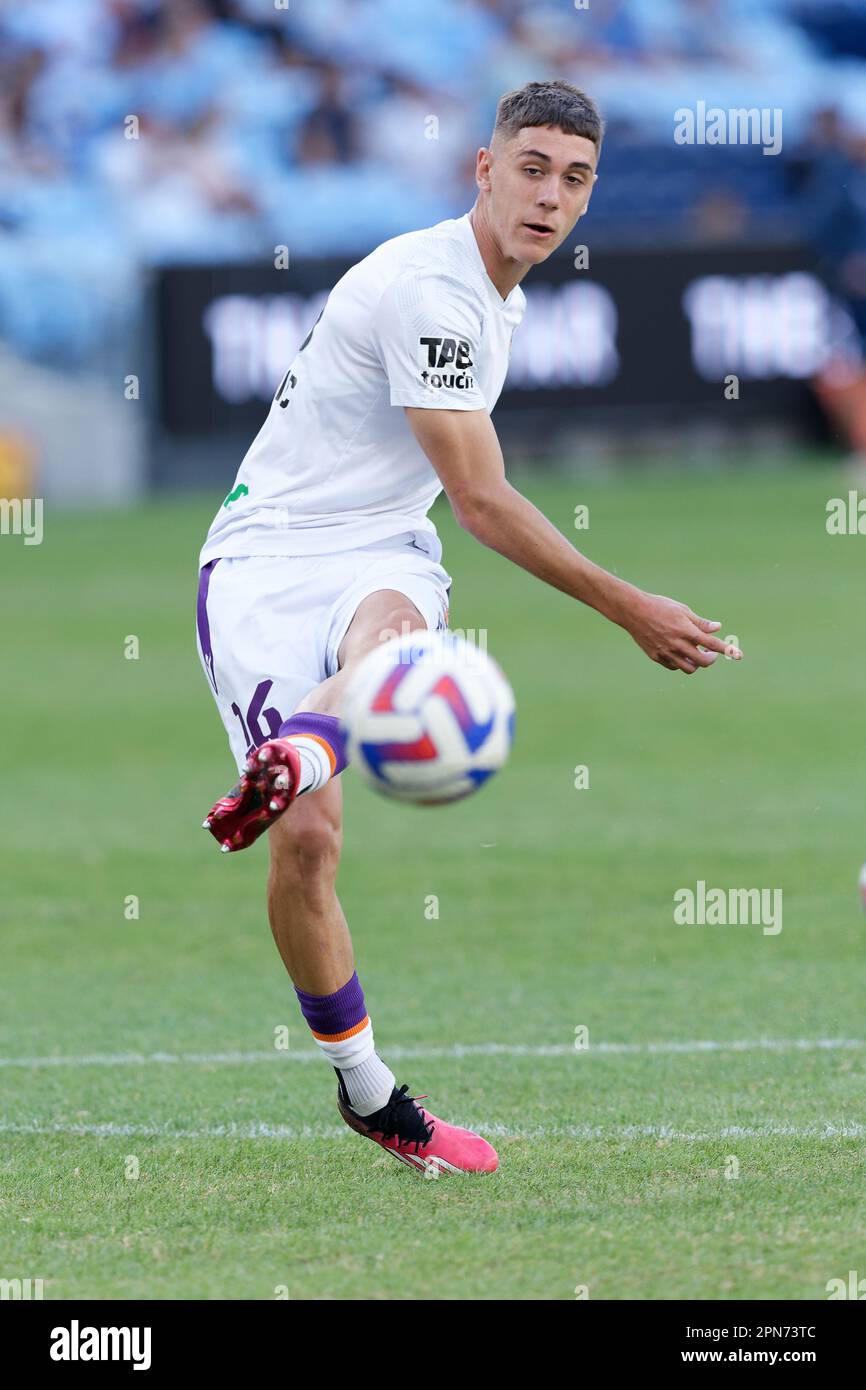 Sydney, Australia. 16th Apr, 2023. Keegan Jelacic of Perth Glory warms ...