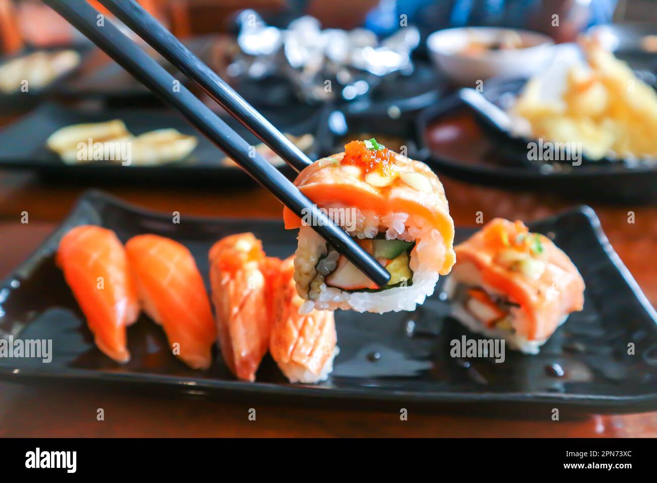 Maki rolls stuffed salmon hi-res stock photography and images - Alamy