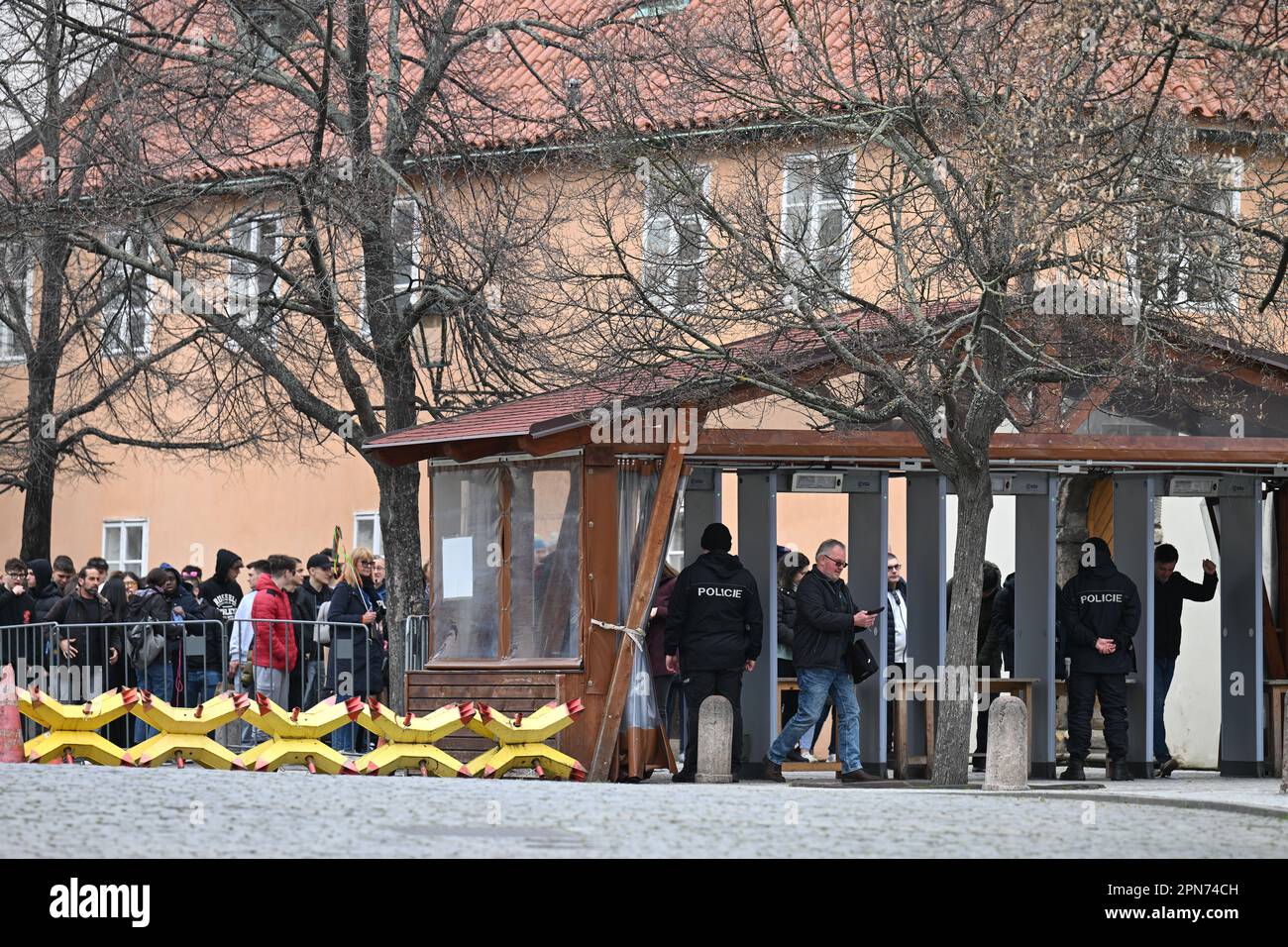 Prague, Czech Republic. 17th Apr, 2023. Security checks of all people ...