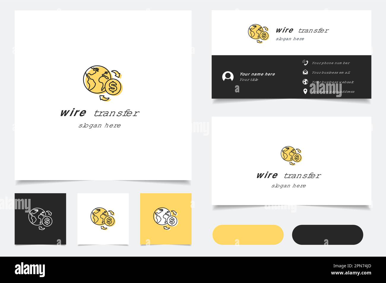 Wire transfer logo design with editable slogan. Branding book and ...